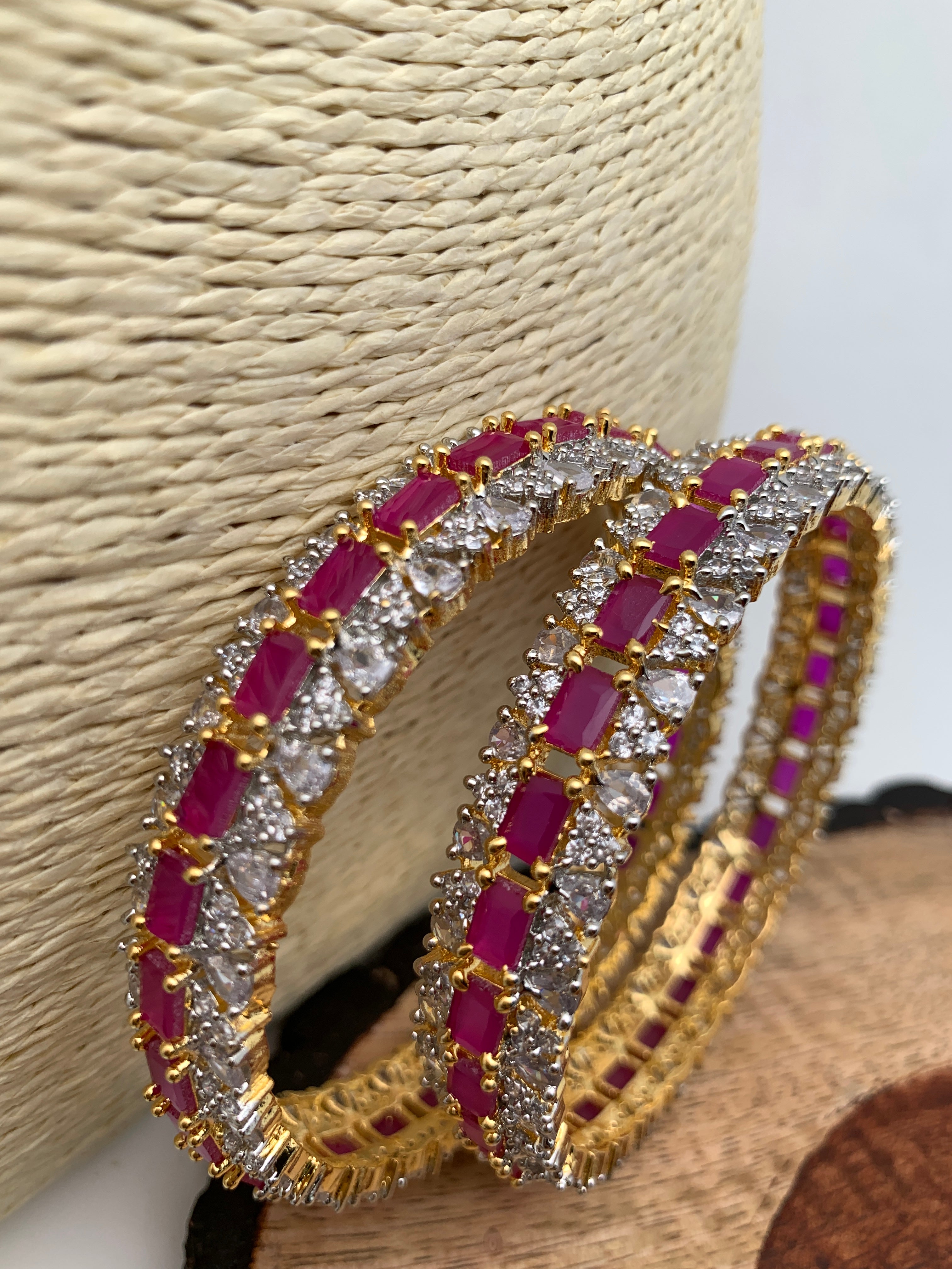 AD Ruby Red Stone Bangles – Sheetal's FabFashion