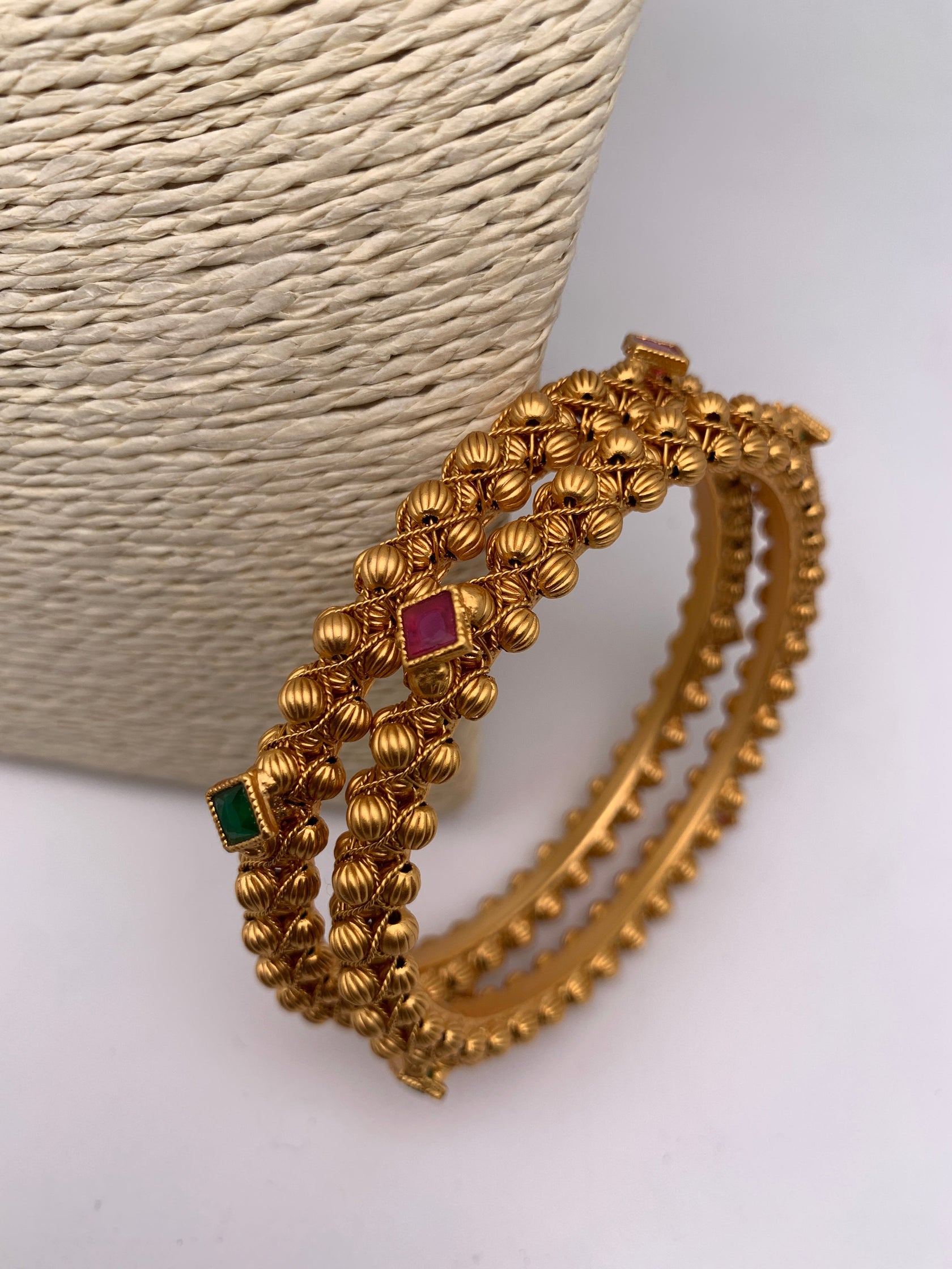 Multi Stone Golden Bangles – Sheetal's FabFashion