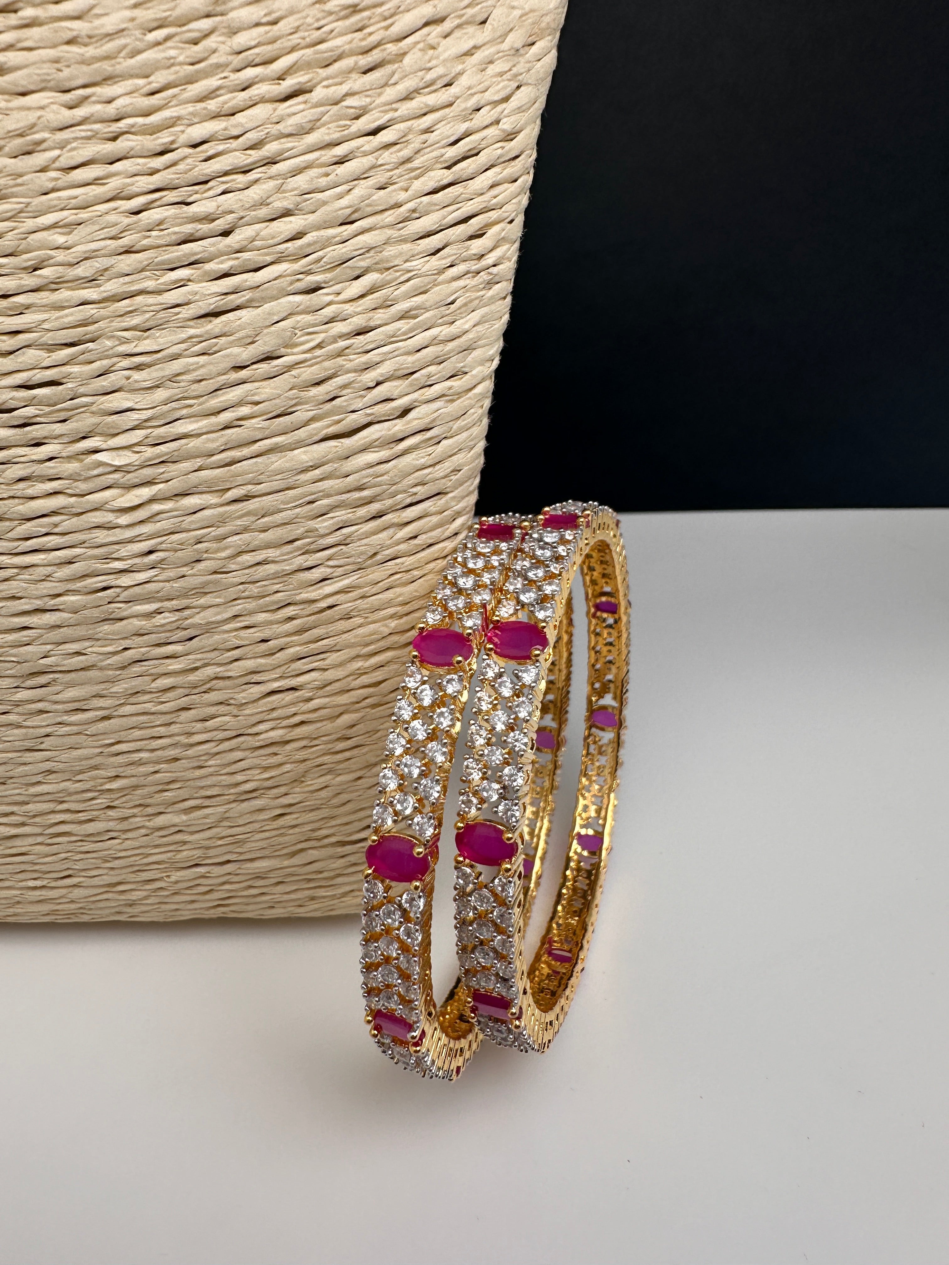 American Diamond Ruby Bangles – Sheetal's FabFashion
