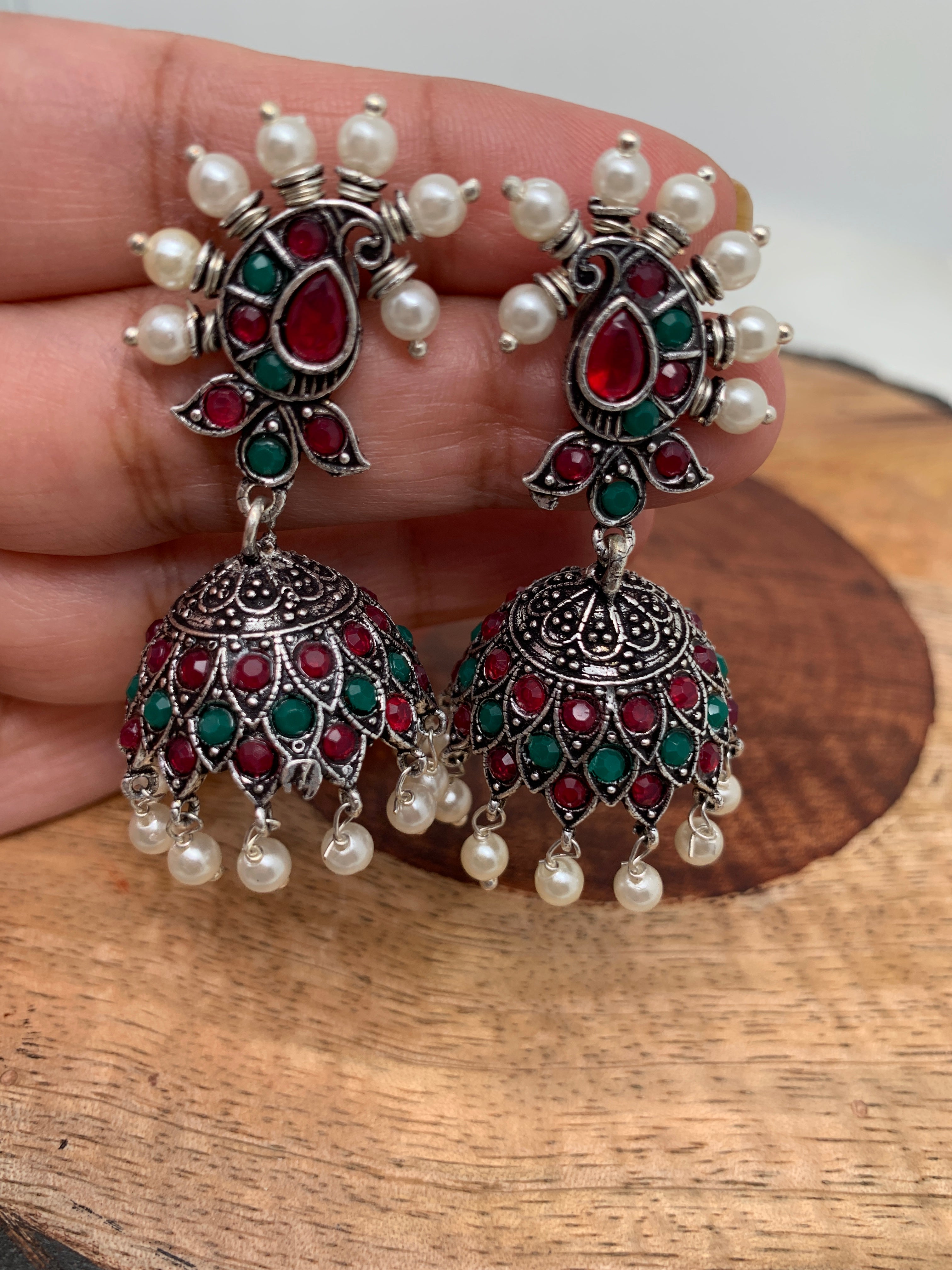Multi Stone Pearl Jhumka – Sheetal's FabFashion