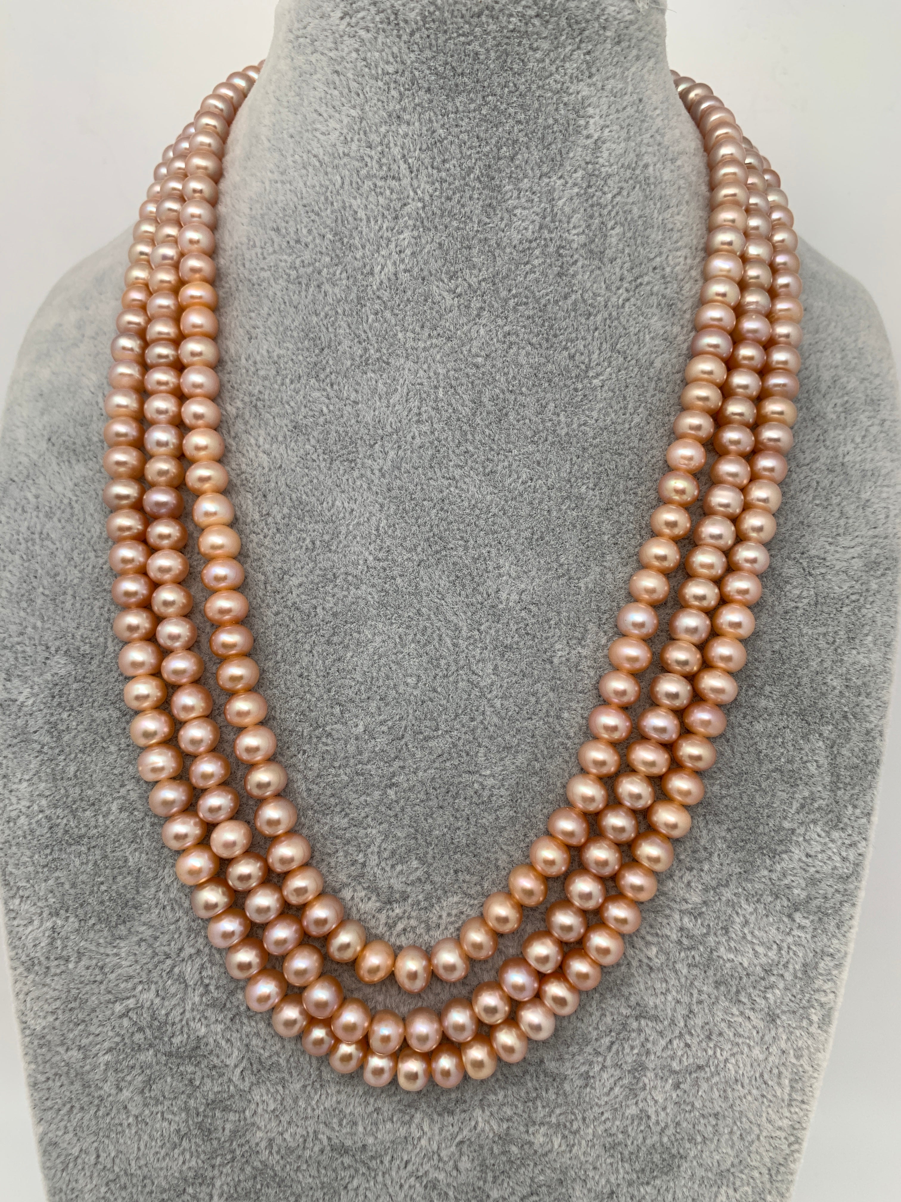 Three line Real Button Pearls Mala – Sheetal's FabFashion