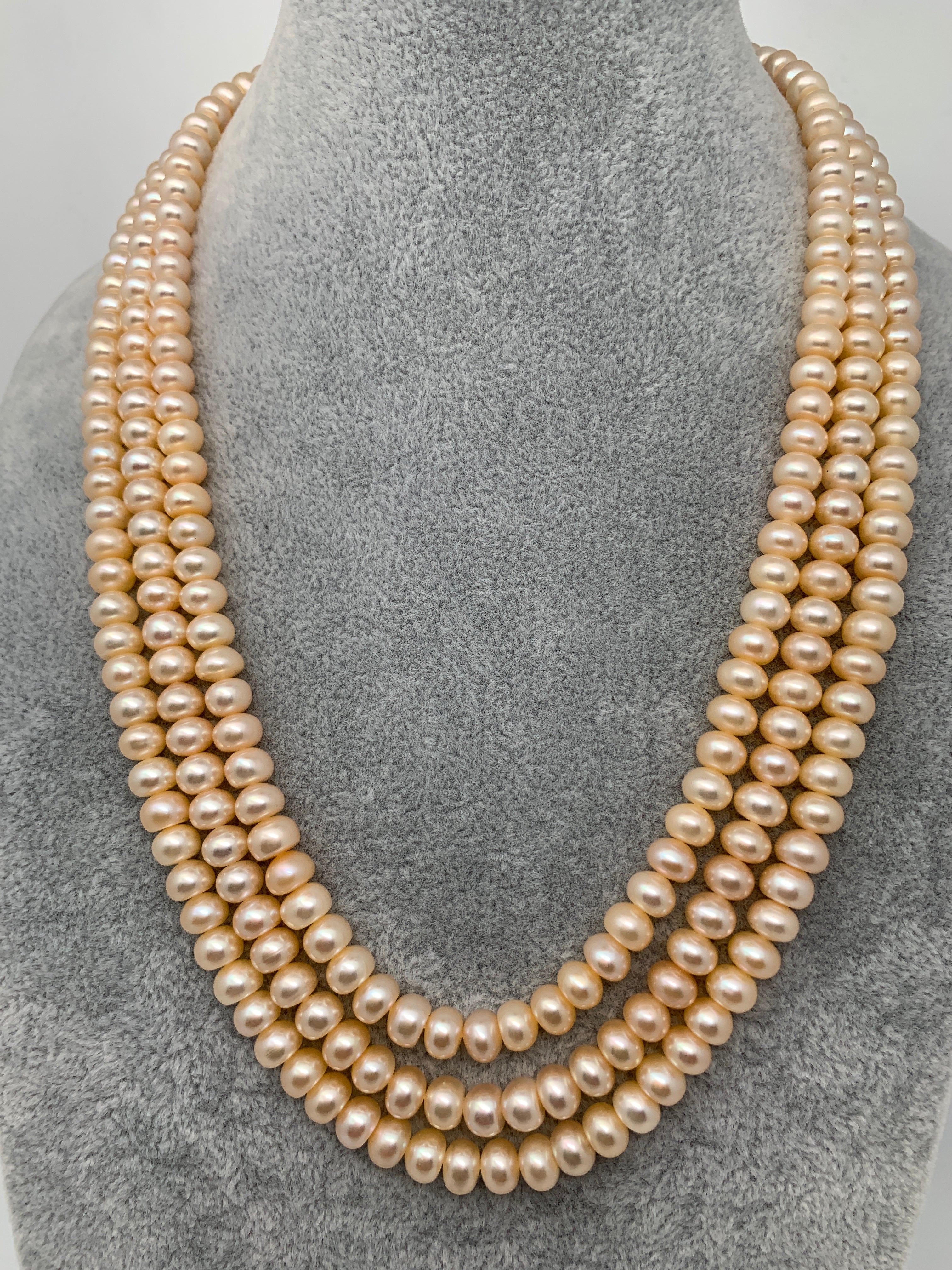 Three line Real Button Pearls Mala – Sheetal's FabFashion