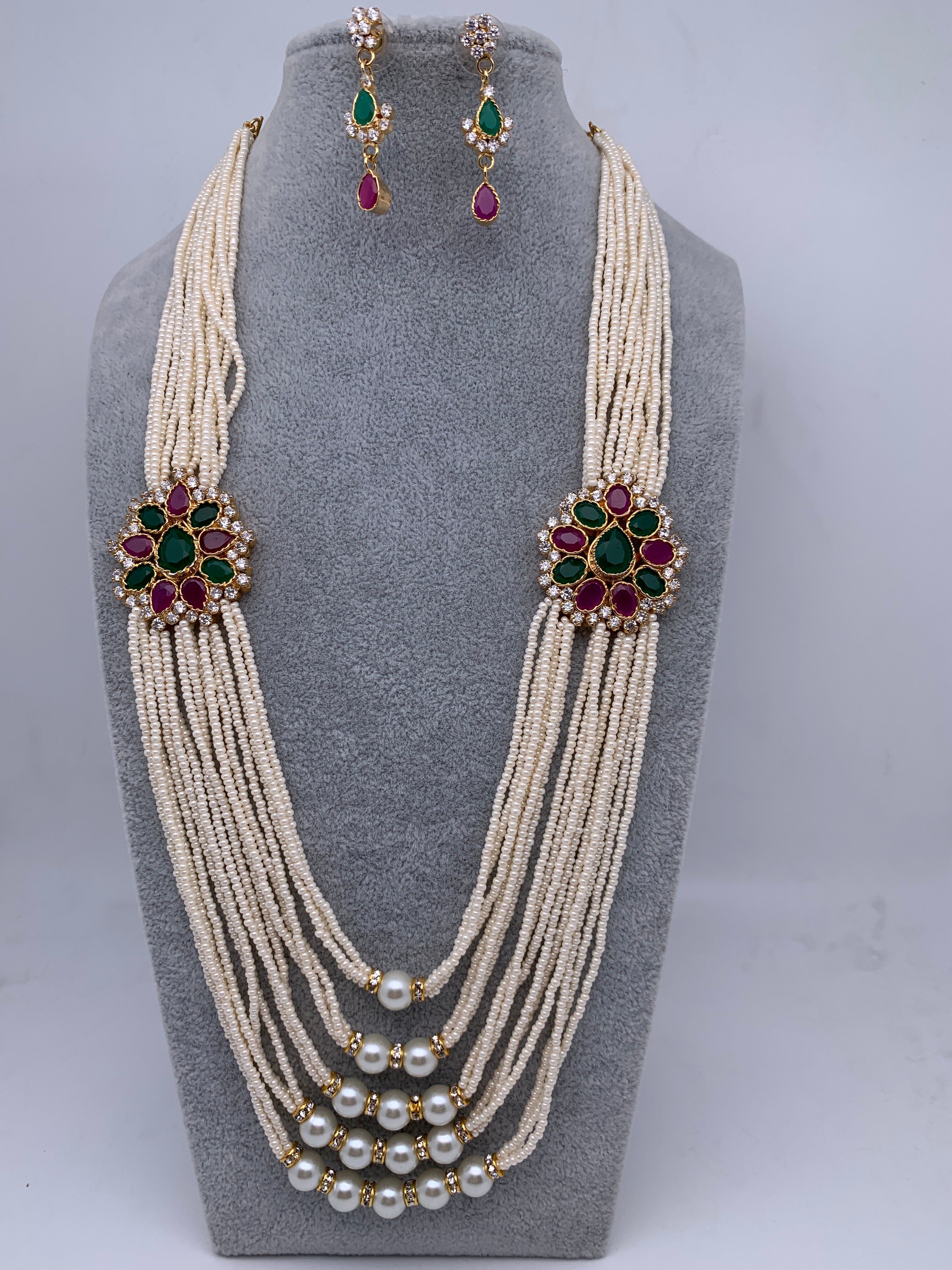 Multi Color Side Pendent Hydro Pearls Necklace – Sheetal's FabFashion
